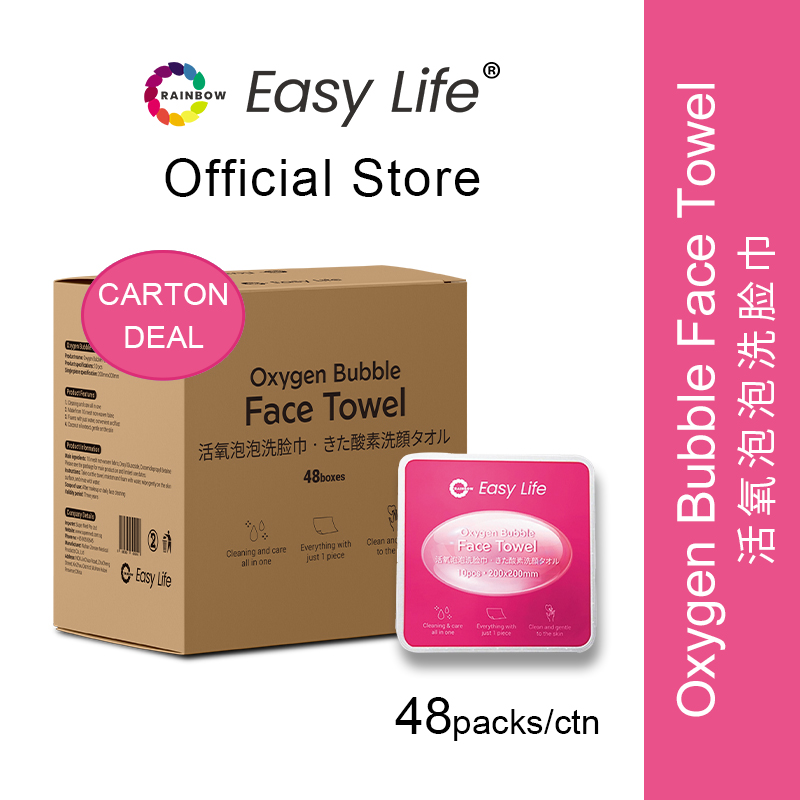 Rainbow Oxygen Bubble Face Towel 10s x 48 [Carton Deal] - SuperMed